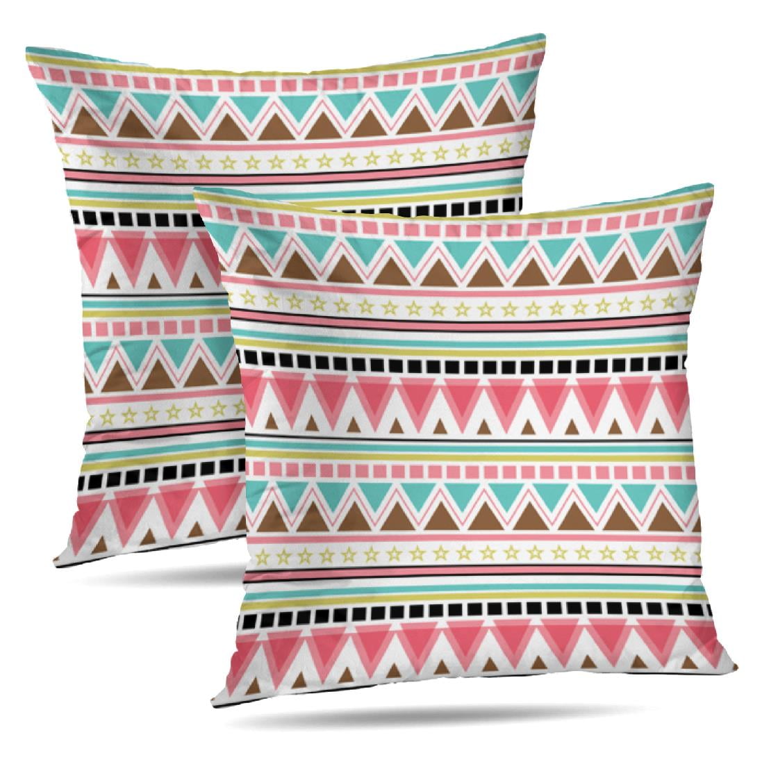 LALILO Throw Pillow Covers Aztec Aztec Backdrop Blue Border Color ...