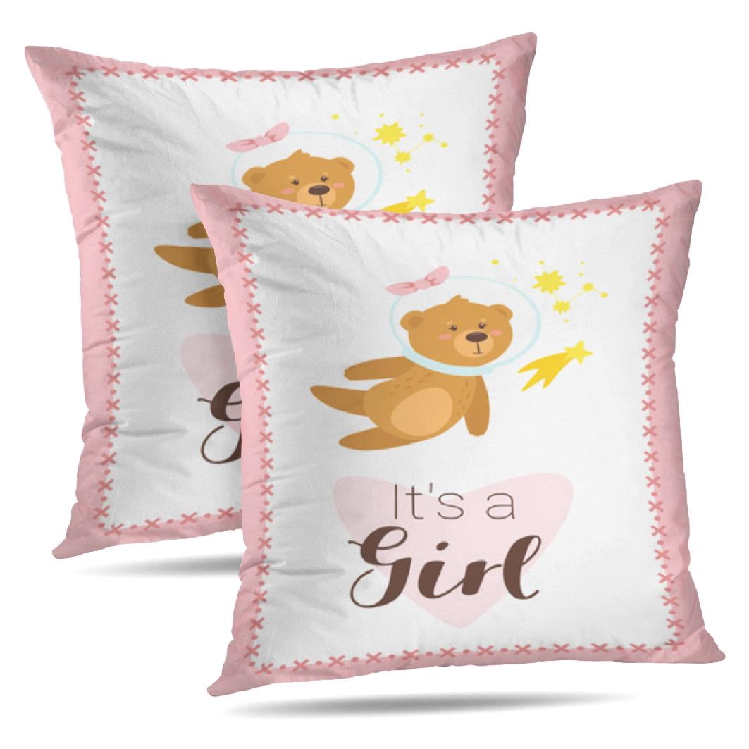 LALILO Throw Pillow Covers Baby Shower With Cute Teddy Bear Space ...