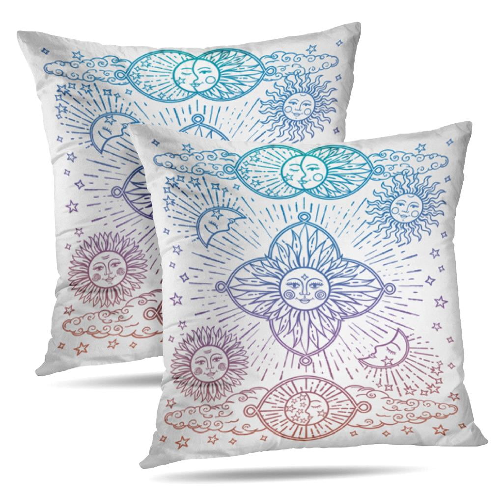 LALILO Throw Pillow Covers Beautiful Sky Sun Moon And Stars Cushion ...