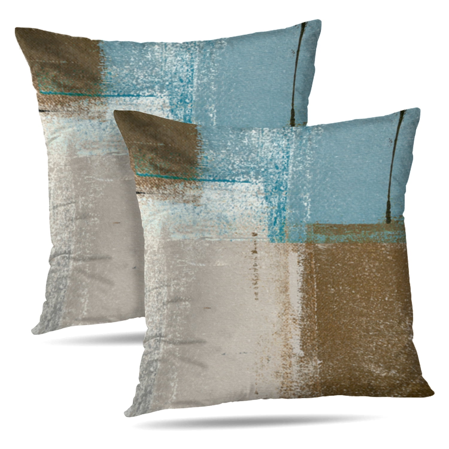 LALILO Throw Pillow Covers Blue And Brown Art Acrylic Artwork Cushion ...