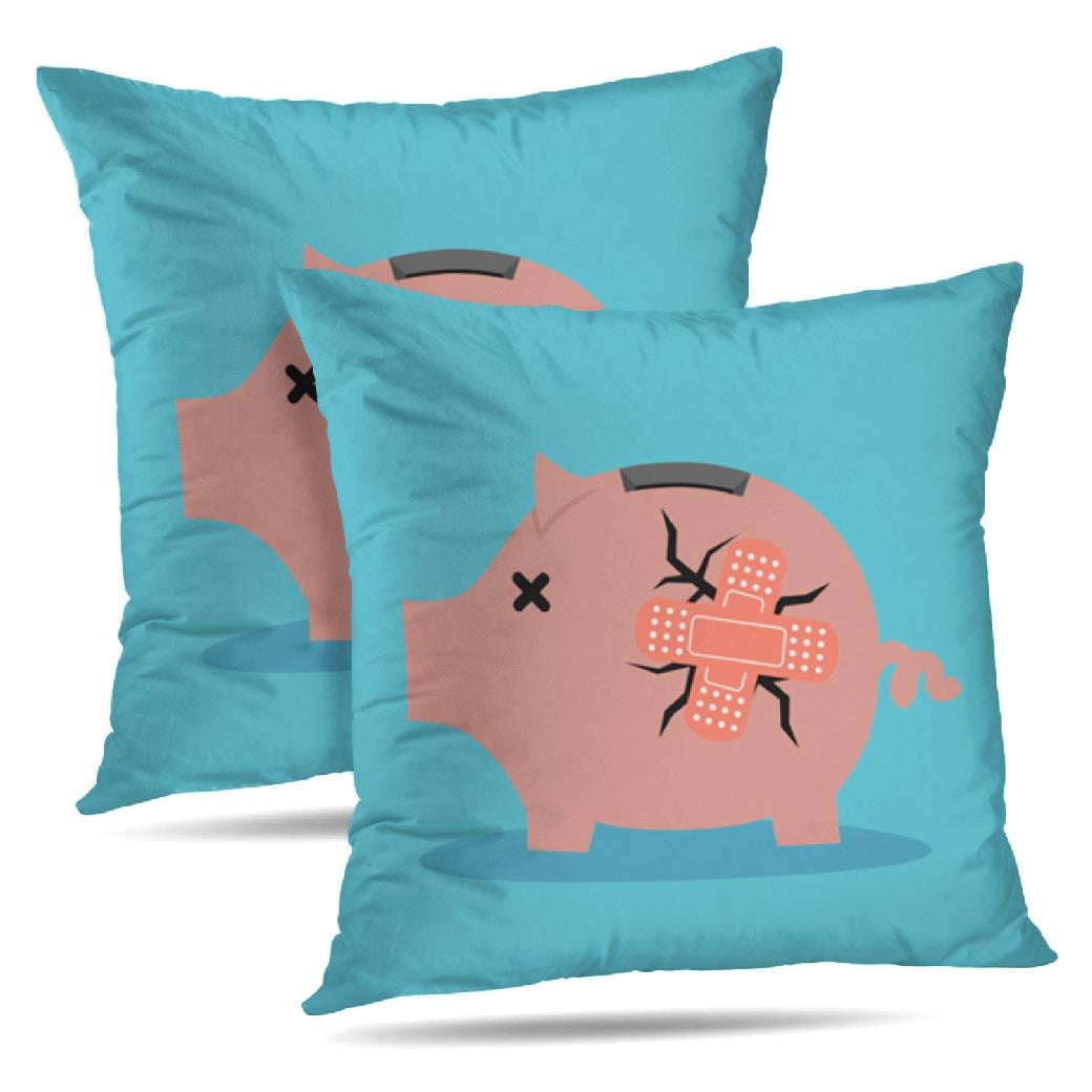 LALILO Throw Pillow Covers Broken Pink Pig Pig Pink Animal Blue Cushion ...