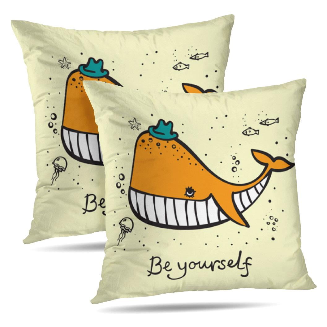 LALILO Throw Pillow Covers Card With Cute Doodle Ocean Whale Color ...