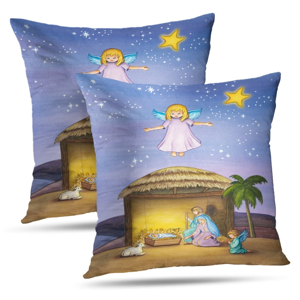 LALILO Throw Pillow Covers Christmas Nativity Scene Baby Jesus With ...