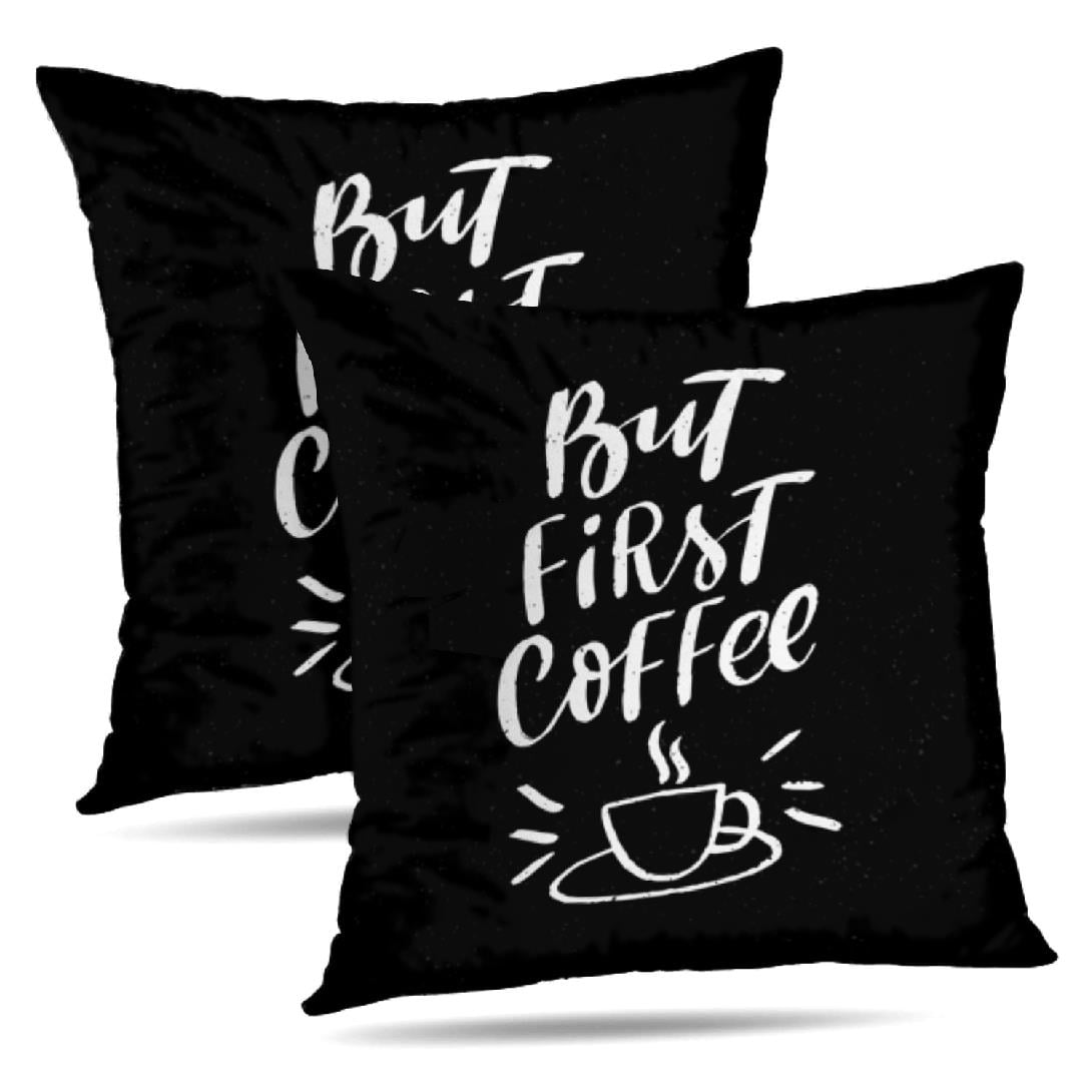 LALILO Throw Pillow Covers Coffee Lettering First Coffee Modern Cushion ...