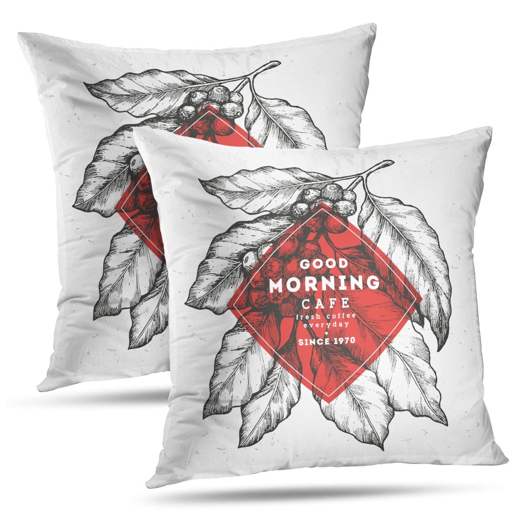 LALILO Throw Pillow Covers Coffee Tree Vintage Coffee Frame Coffee Bean ...