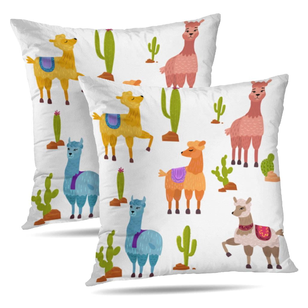 LALILO Throw Pillow Covers Cute Cartoon Characters With Cactus Cushion ...