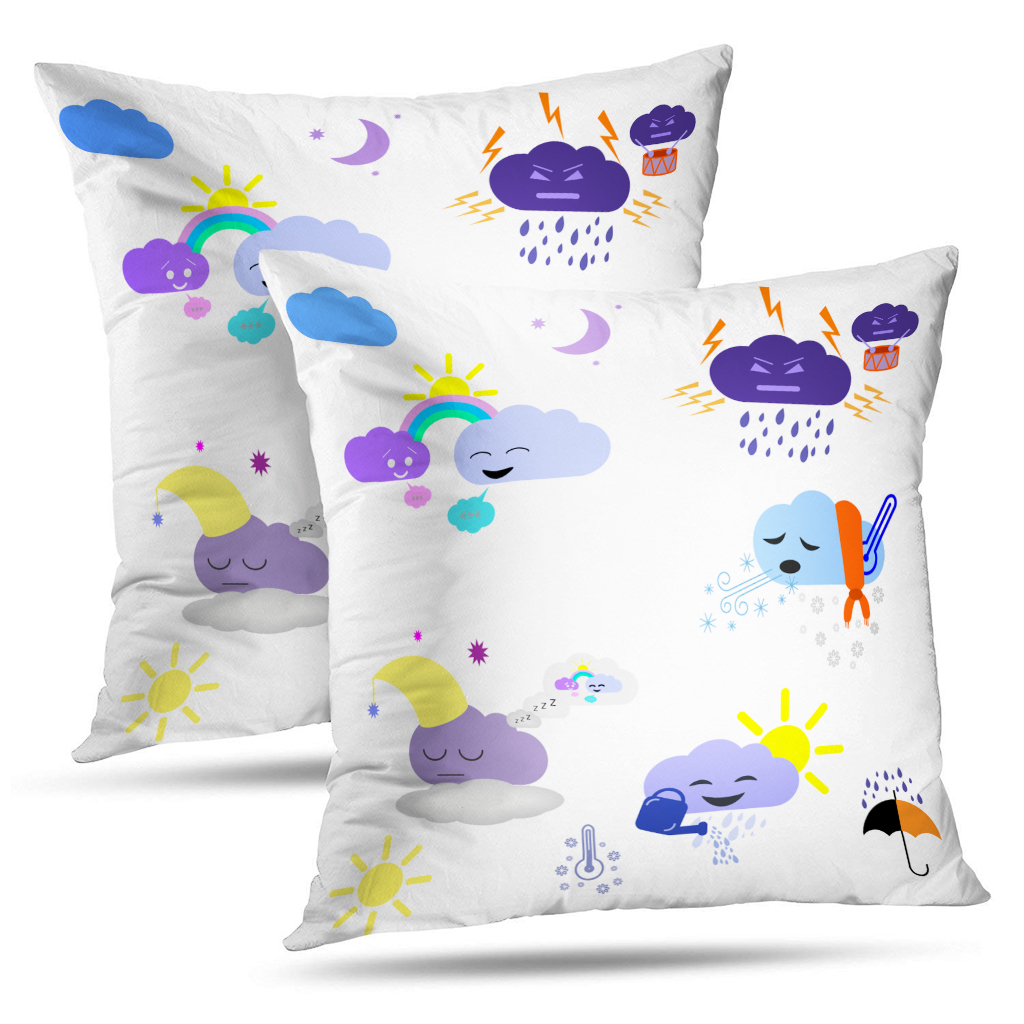 LALILO Throw Pillow Covers Cute Weather And Sky Moon Sun Rain And ...