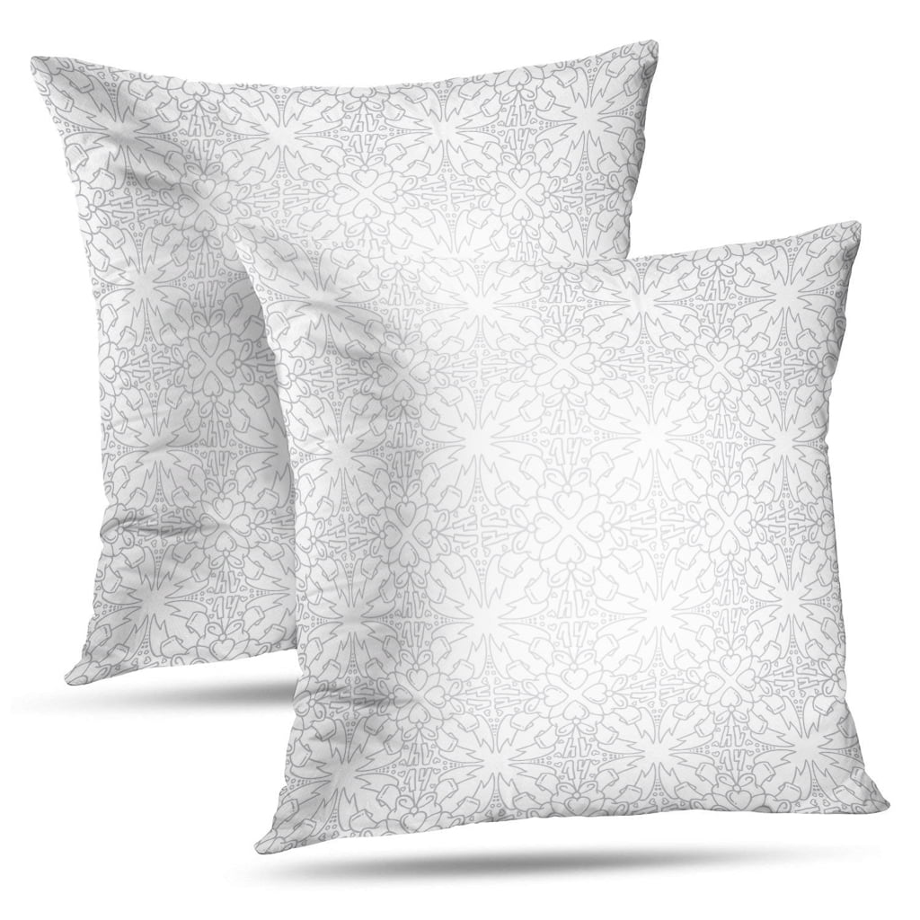 LALILO Throw Pillow Covers Damask Cute Gray And White Art Backdrop ...