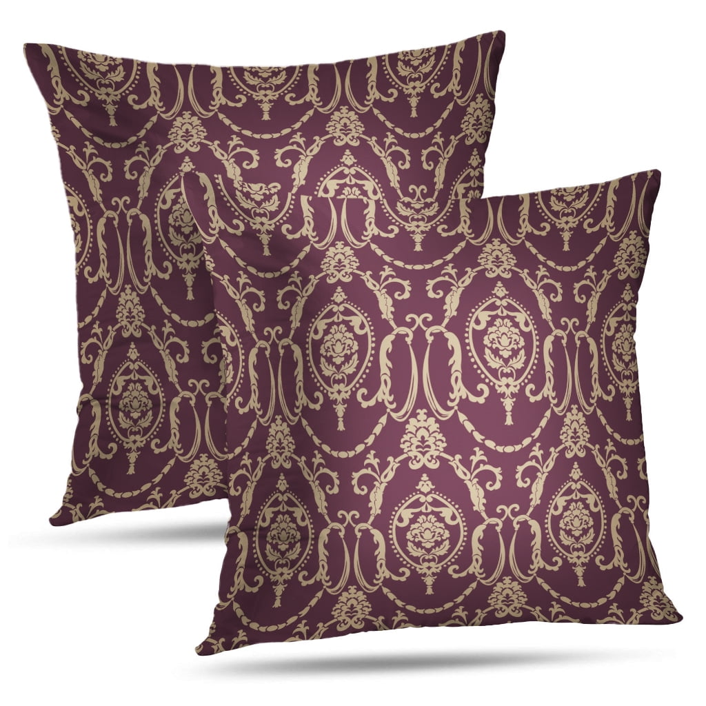 LALILO Throw Pillow Covers Damask Ornament Elegant Luxury Red Color ...