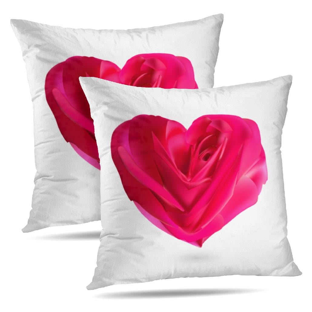 LALILO Throw Pillow Covers Deep Pink Rose Shape Heart Greeting Cushion Cover 18" x 18", 392 Pack ...