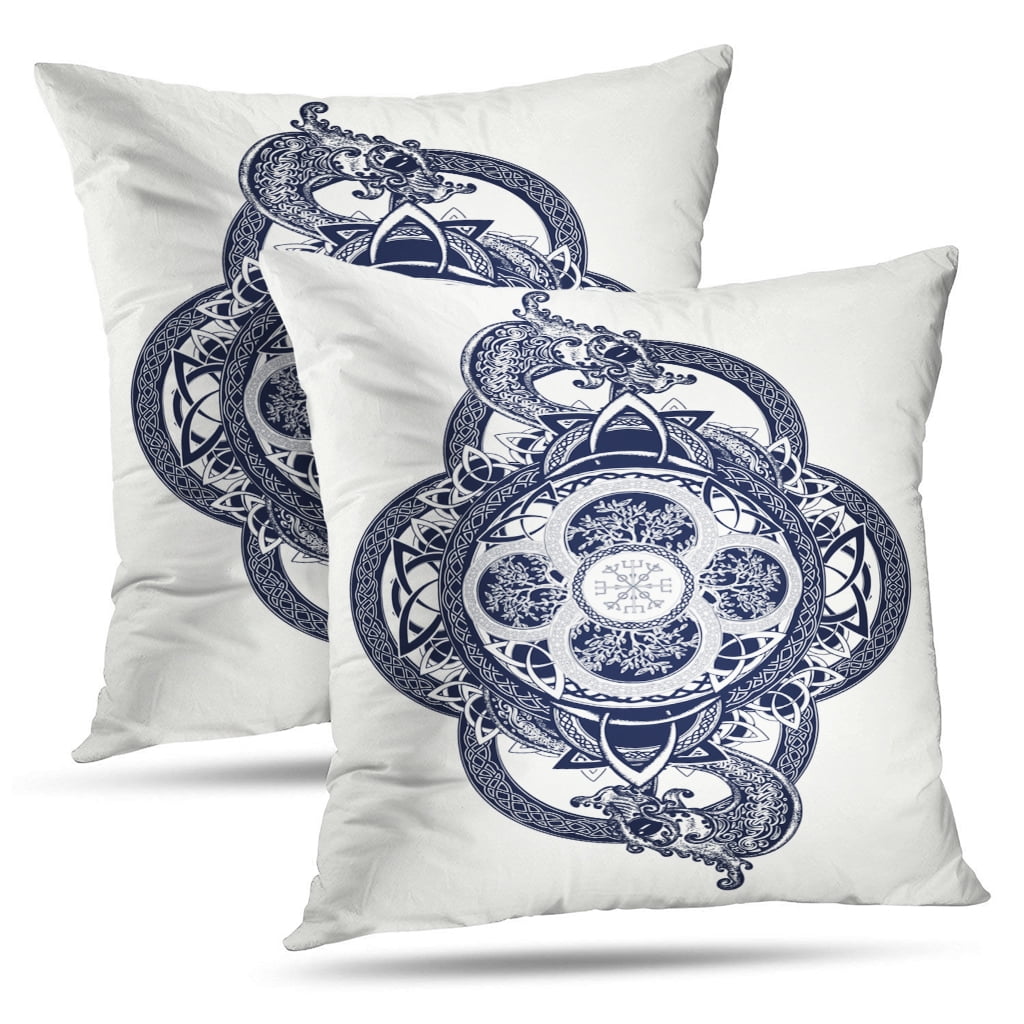 LALILO Throw Pillow Covers Dragons And Celtic Tree Life Tattoo Tribal ...