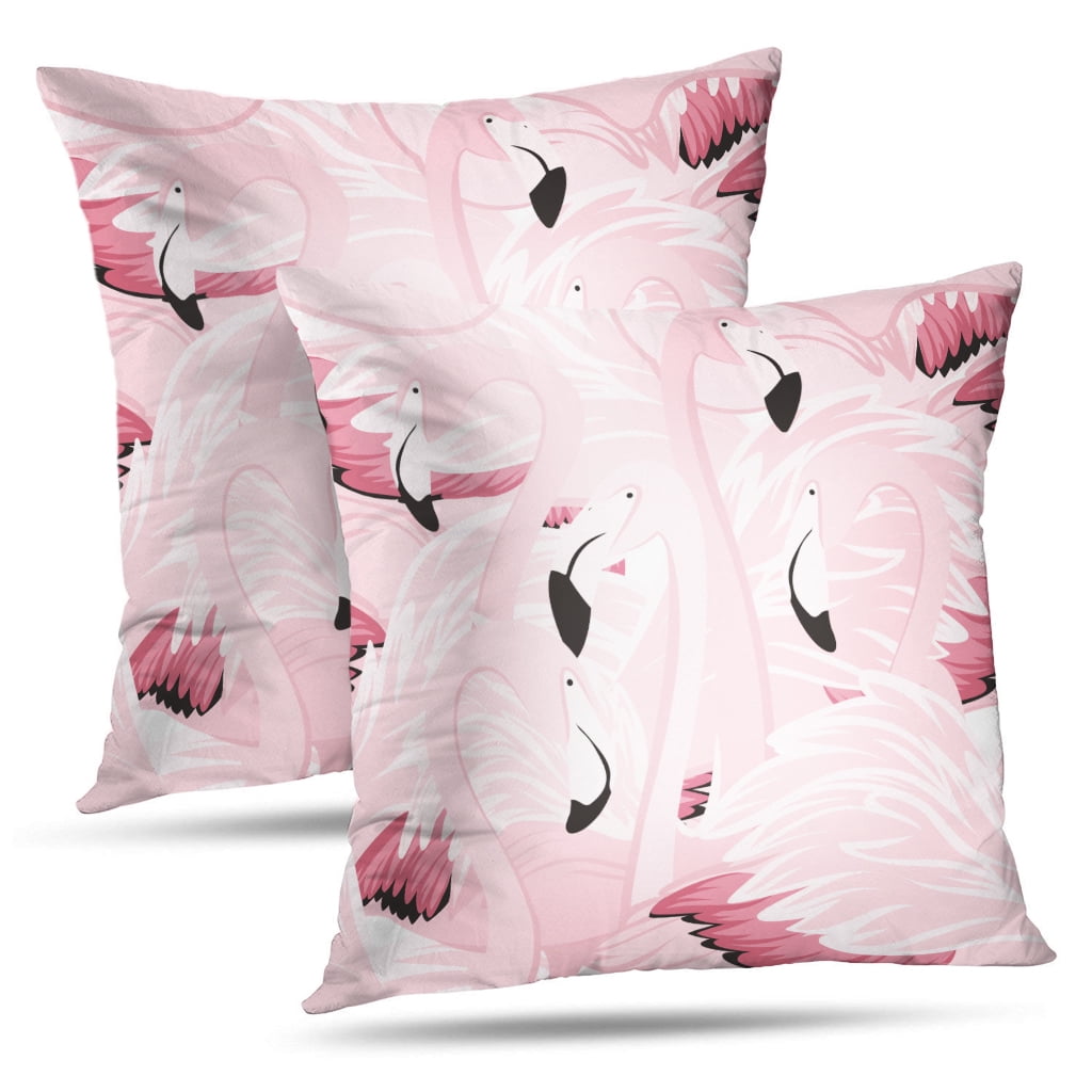LALILO Throw Pillow Covers Exotic Pink Flamingo Birds Long Neck Body ...