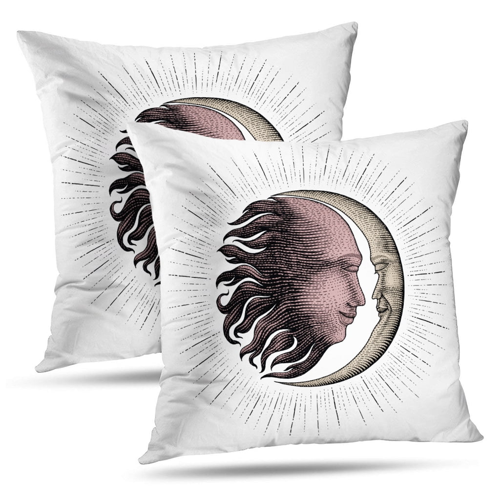 LALILO Throw Pillow Covers Face Sun And Moon With Sparkle Vintage Money ...