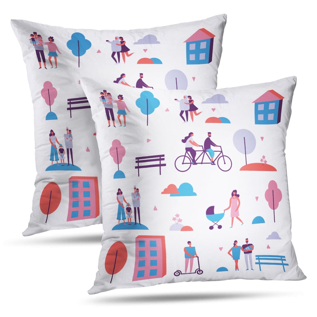 LALILO Throw Pillow Covers Flat Group People Characters Flat Family ...