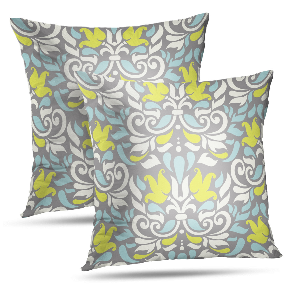 LALILO Throw Pillow Covers Floral Colorful Damask Damask Floral Flower ...