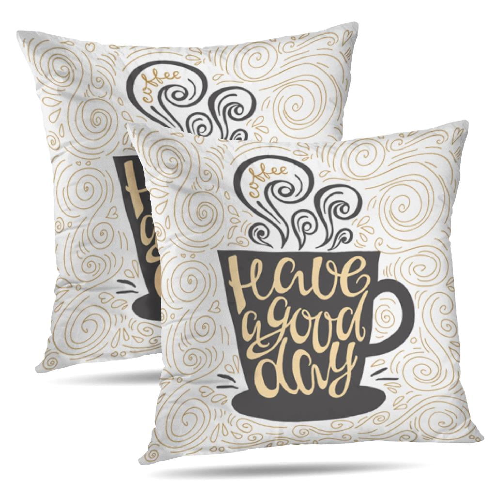 LALILO Throw Pillow Covers Good Day Letter Coffee Tea Quote Good ...