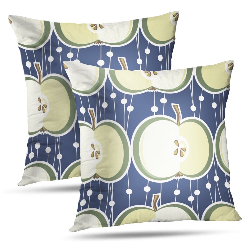 LALILO Throw Pillow Covers Green Vintage Blue Apple Art Backdrop ...