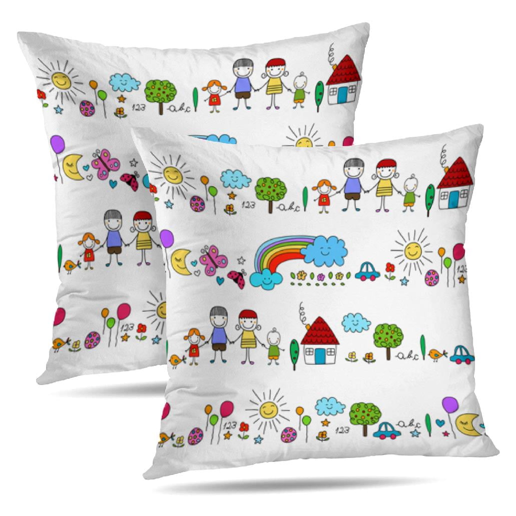 LALILO Throw Pillow Covers Happy Family And Cute Nature School Cushion ...