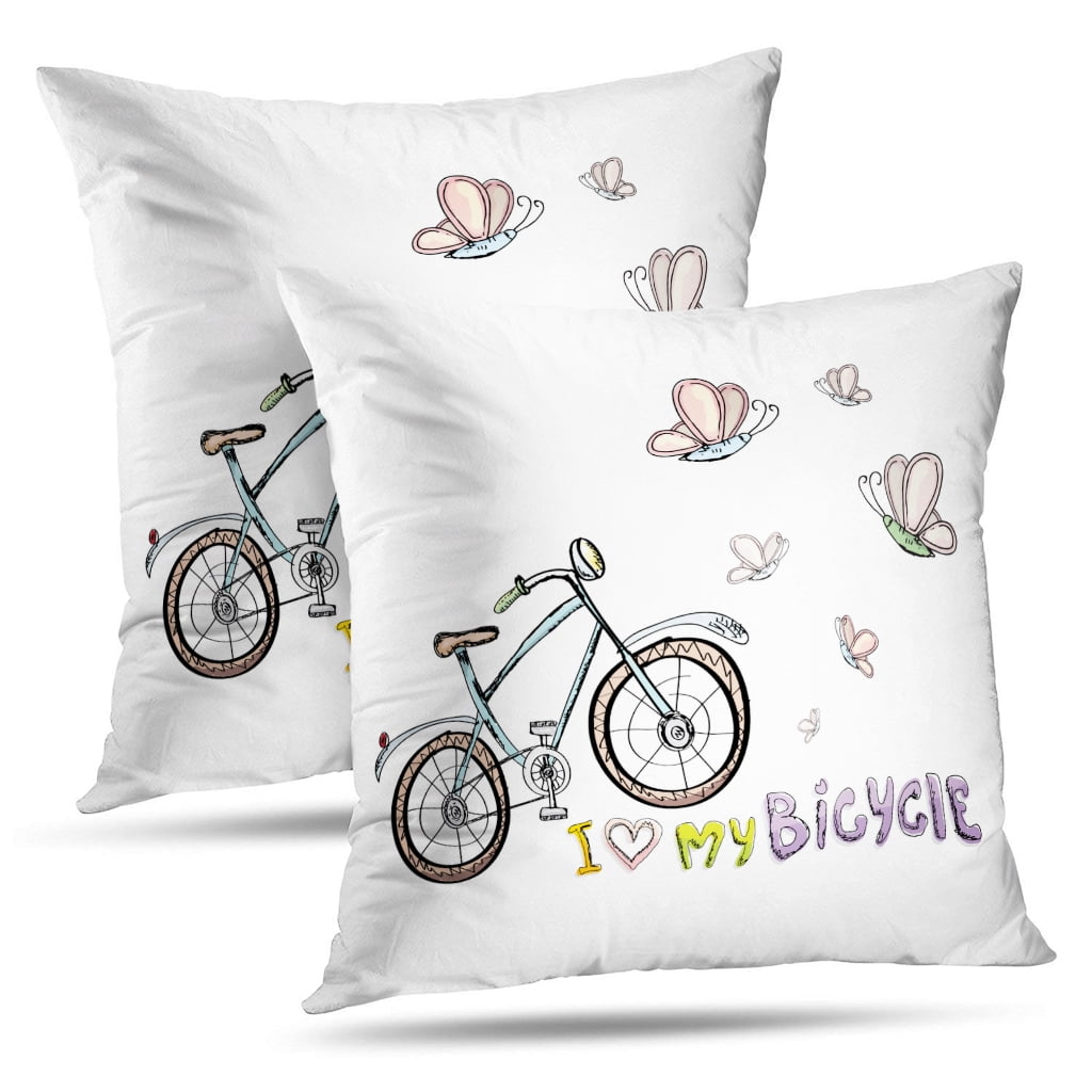 LALILO Throw Pillow Covers I Love Bicycle Vintage Bicycle Doodle ...
