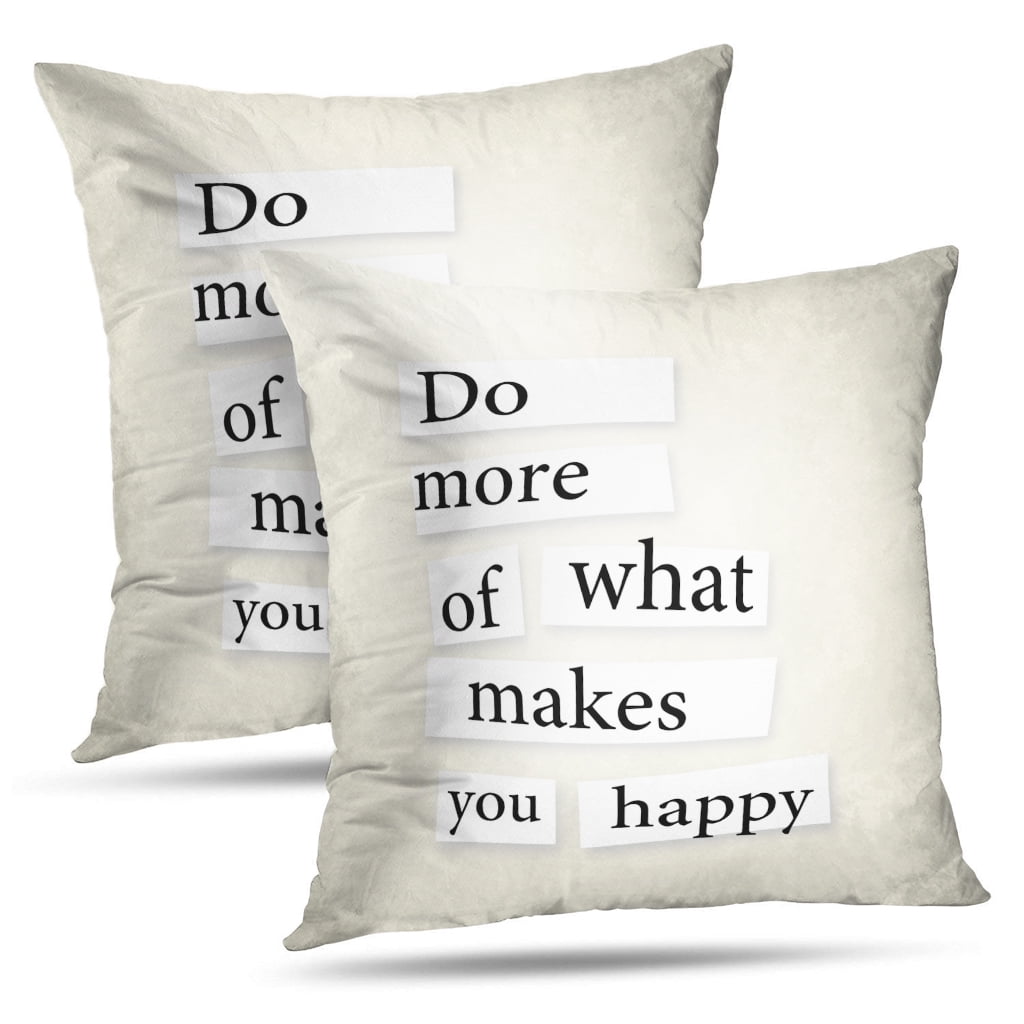 LALILO Throw Pillow Covers Inspirational Quote More Happy Life Quote ...