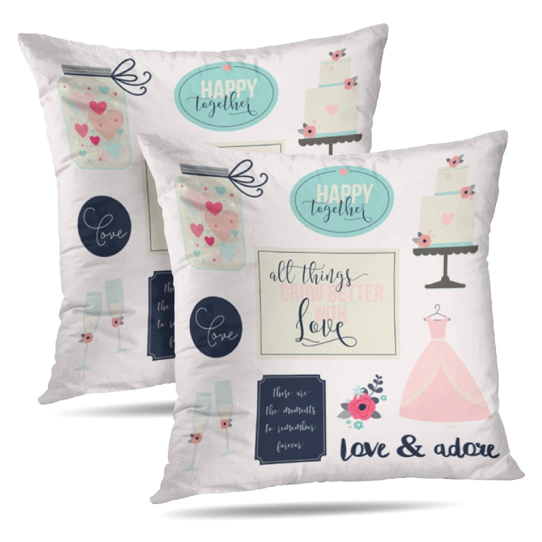 LALILO Throw Pillow Covers Love Stickers Signs Symbols Objects And ...