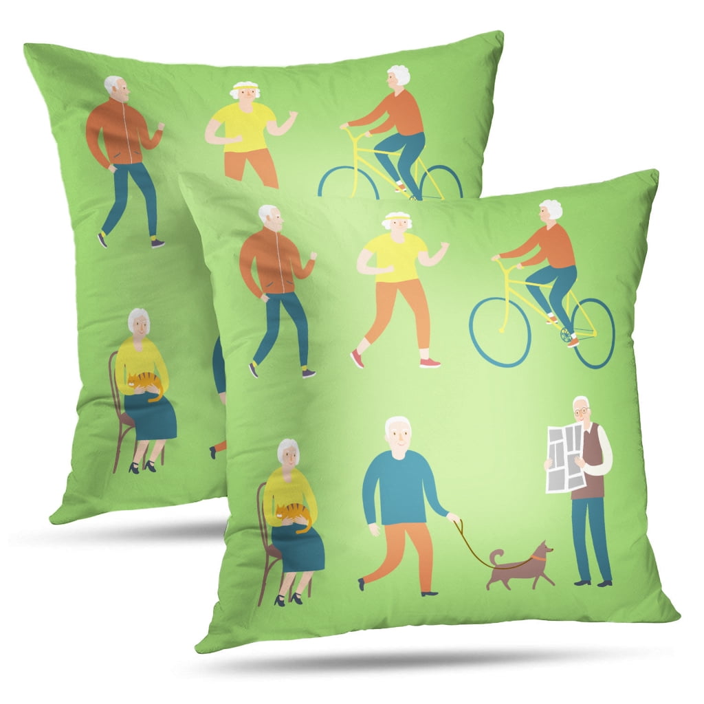 LALILO Throw Pillow Covers Lovely Cartoon Old People Time Reading ...