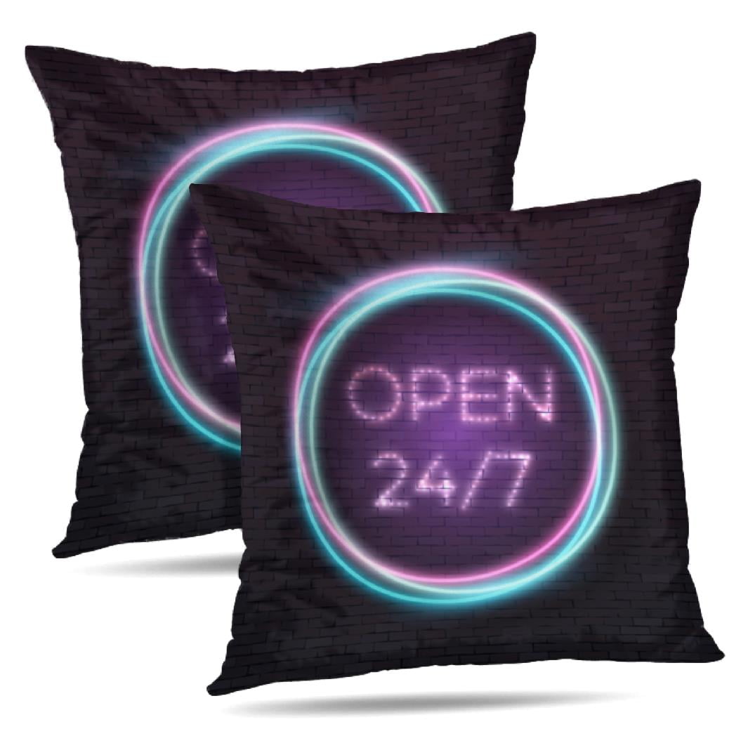 LALILO Throw Pillow Covers Neon Sign Open Neon Frame Retro Neon Cushion ...