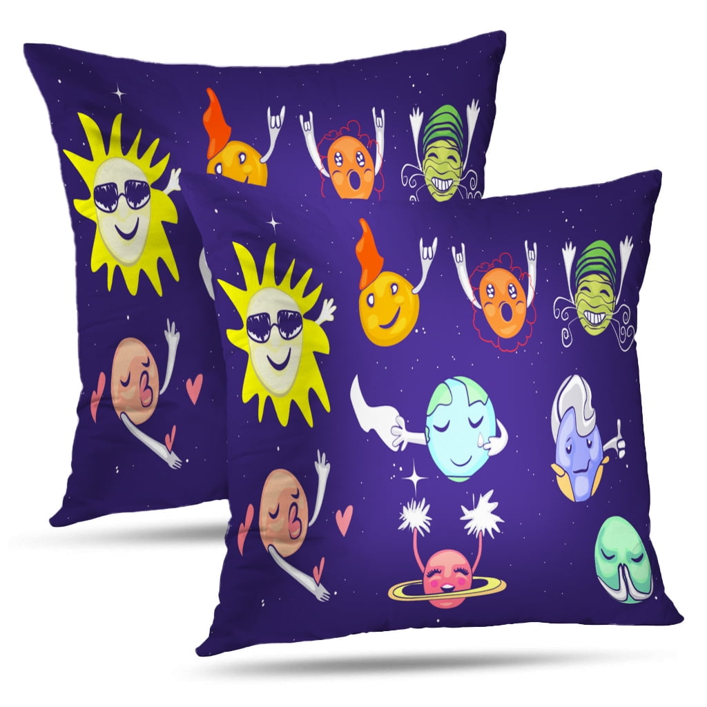 LALILO Throw Pillow Covers Planets With Art Cartoon Character Cheerful ...