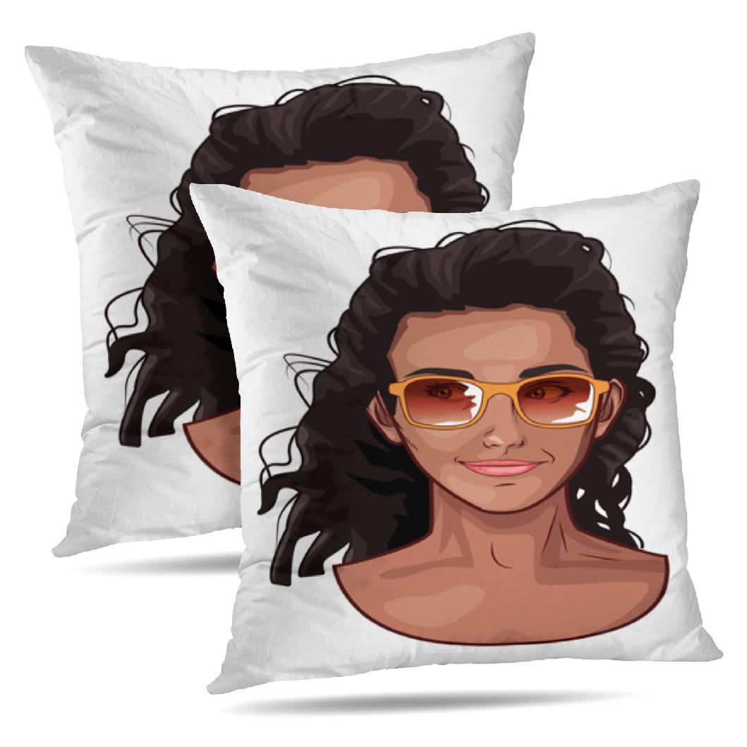 LALILO Throw Pillow Covers Pop Art Beautiful Afro Woman Face Afro ...