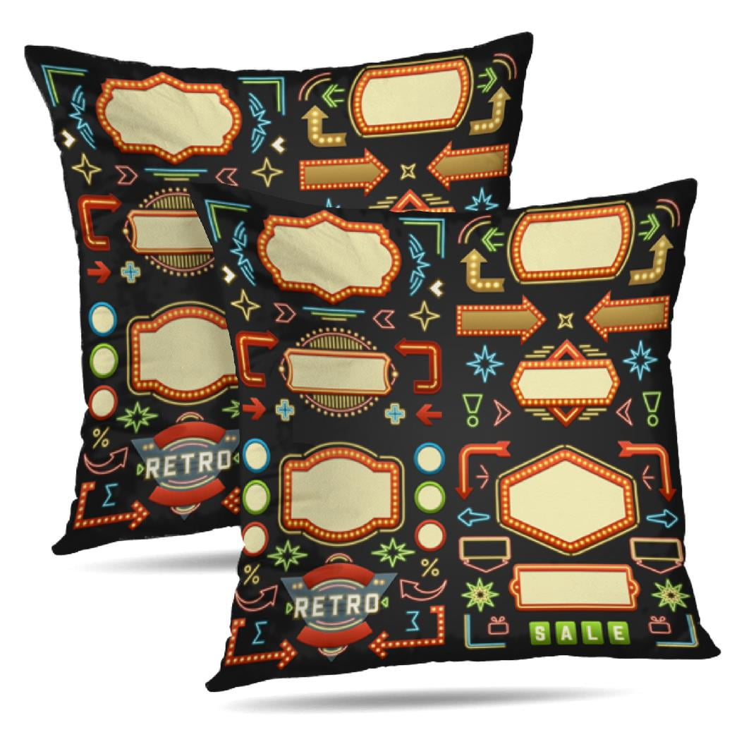 LALILO Throw Pillow Covers Retro American Sign Signage Light Cushion ...