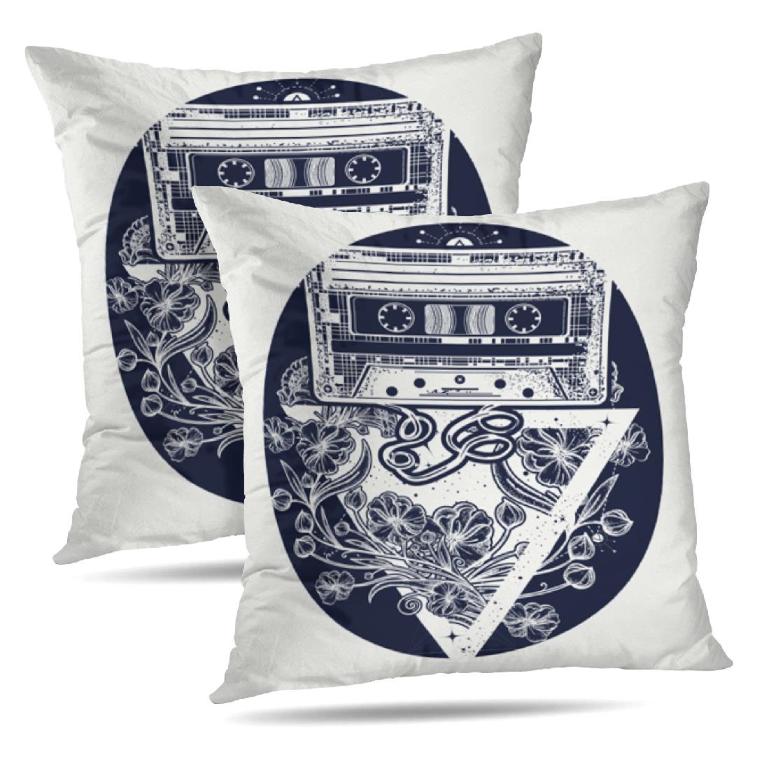 LALILO Throw Pillow Covers Retro Music Tattoo And Shirt Old And Cushion ...