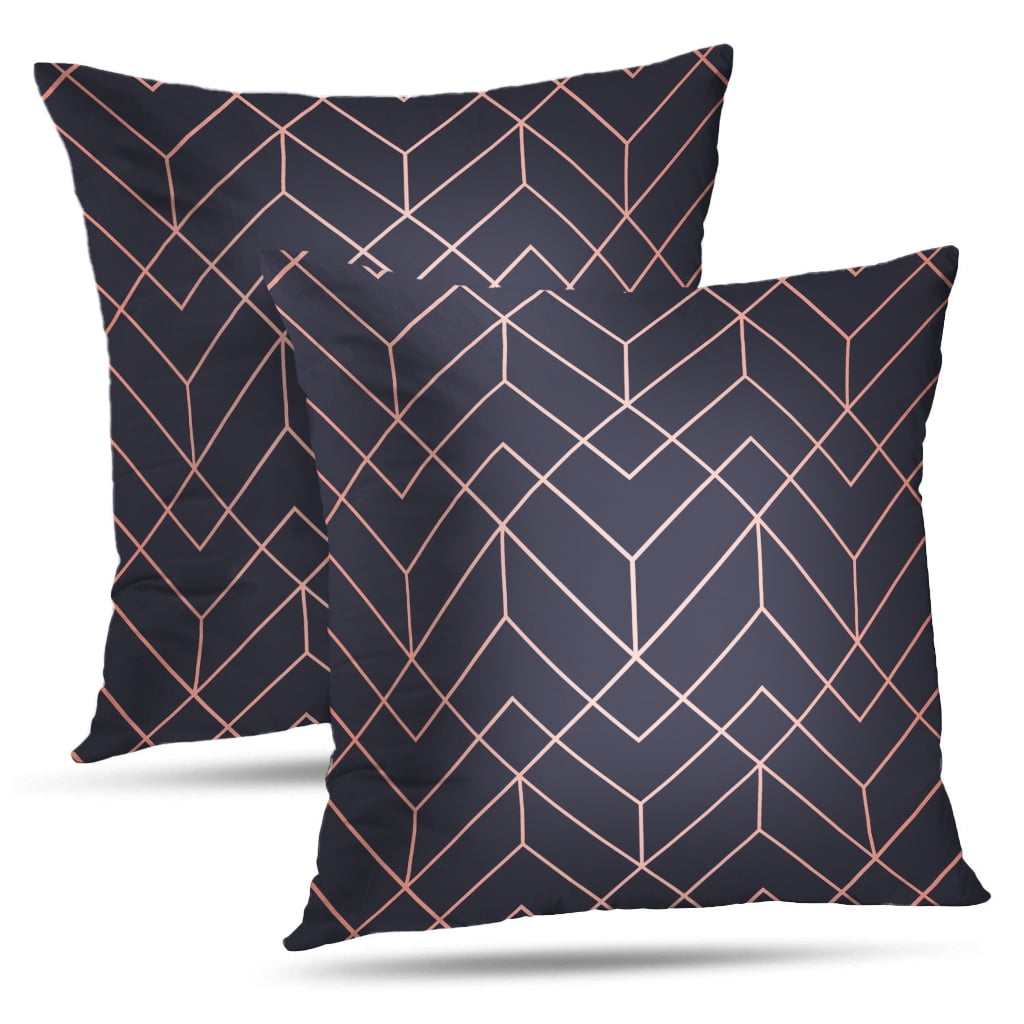 LALILO Throw Pillow Covers Simple Geometric Lines Trendy Copper Look ...