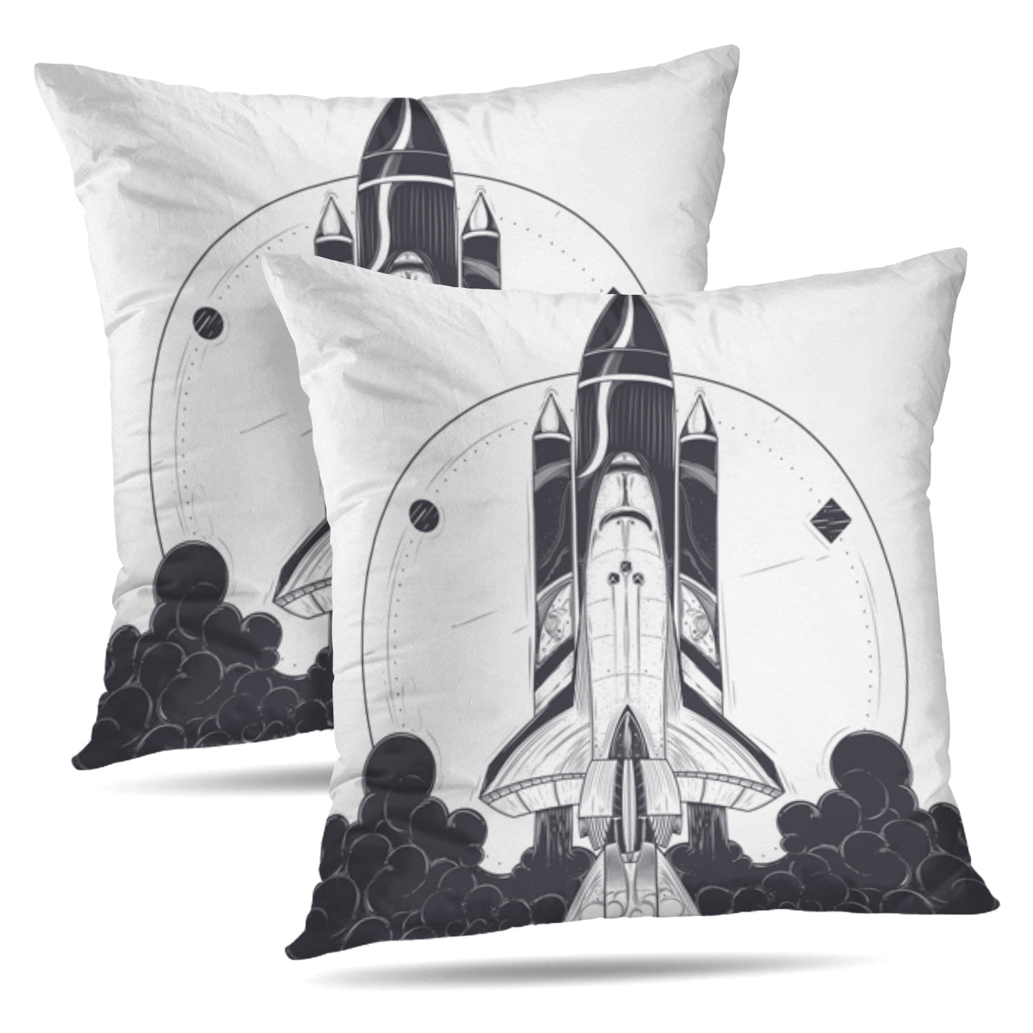 LALILO Throw Pillow Covers Space Shuttle Take Fire And Smoke White ...