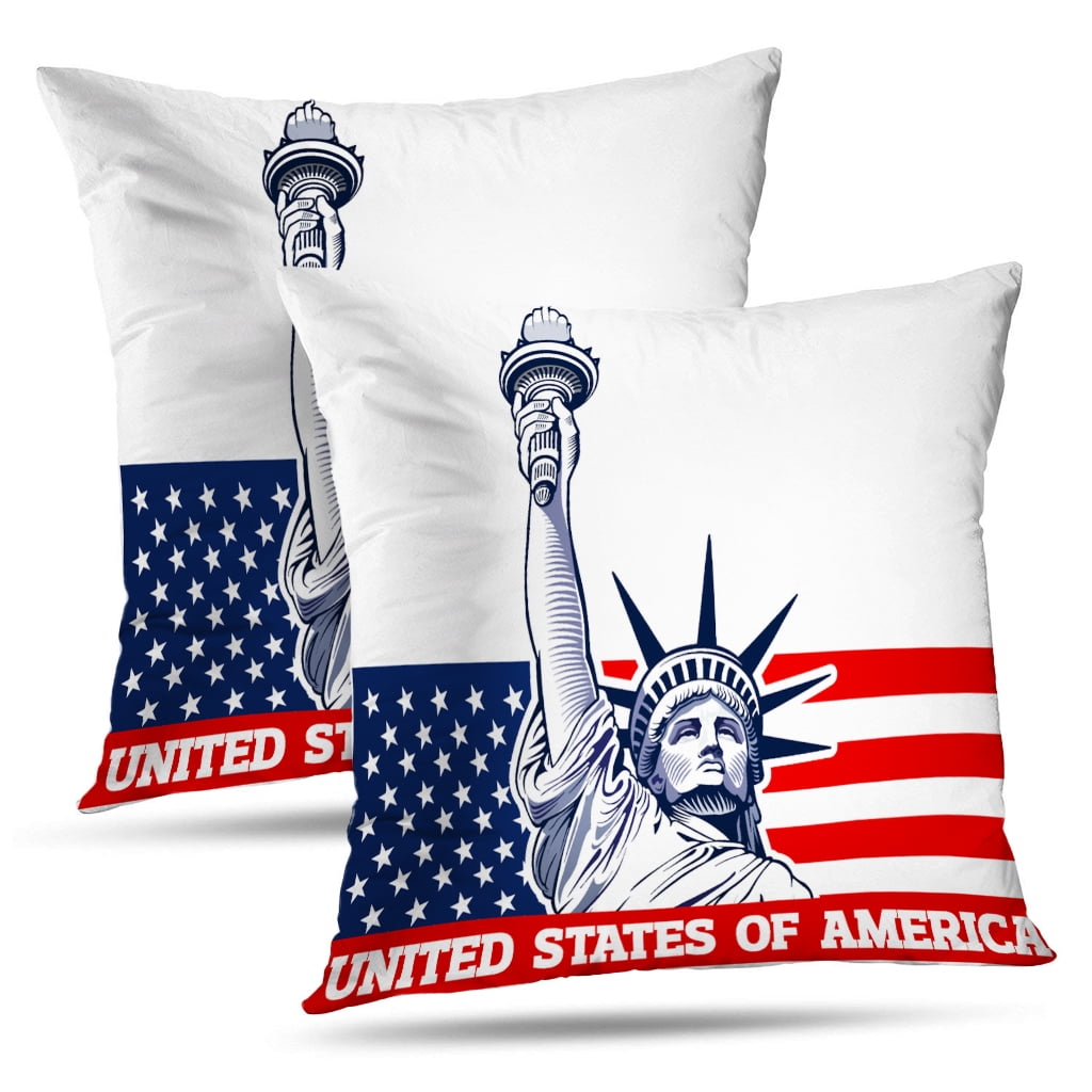 LALILO Throw Pillow Covers Statue Usa Symbol Usa Flag Statue Usa York ...