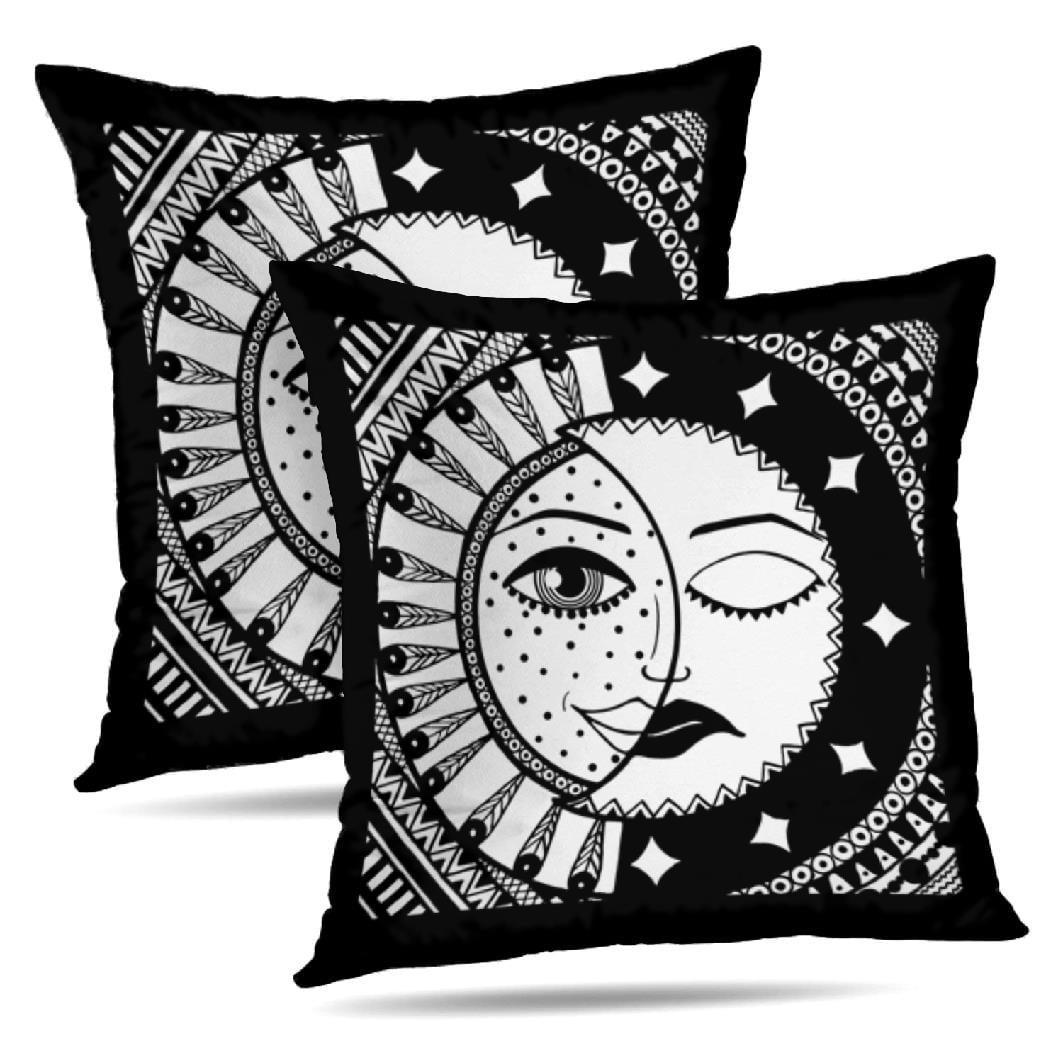 LALILO Throw Pillow Covers Sun And Moon Day And Night Black And Cushion ...