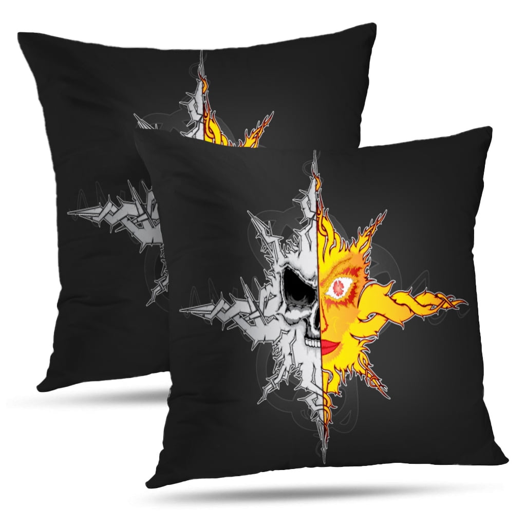 LALILO Throw Pillow Covers Sun And Moon Flame Sun Tattoo Balance Black ...