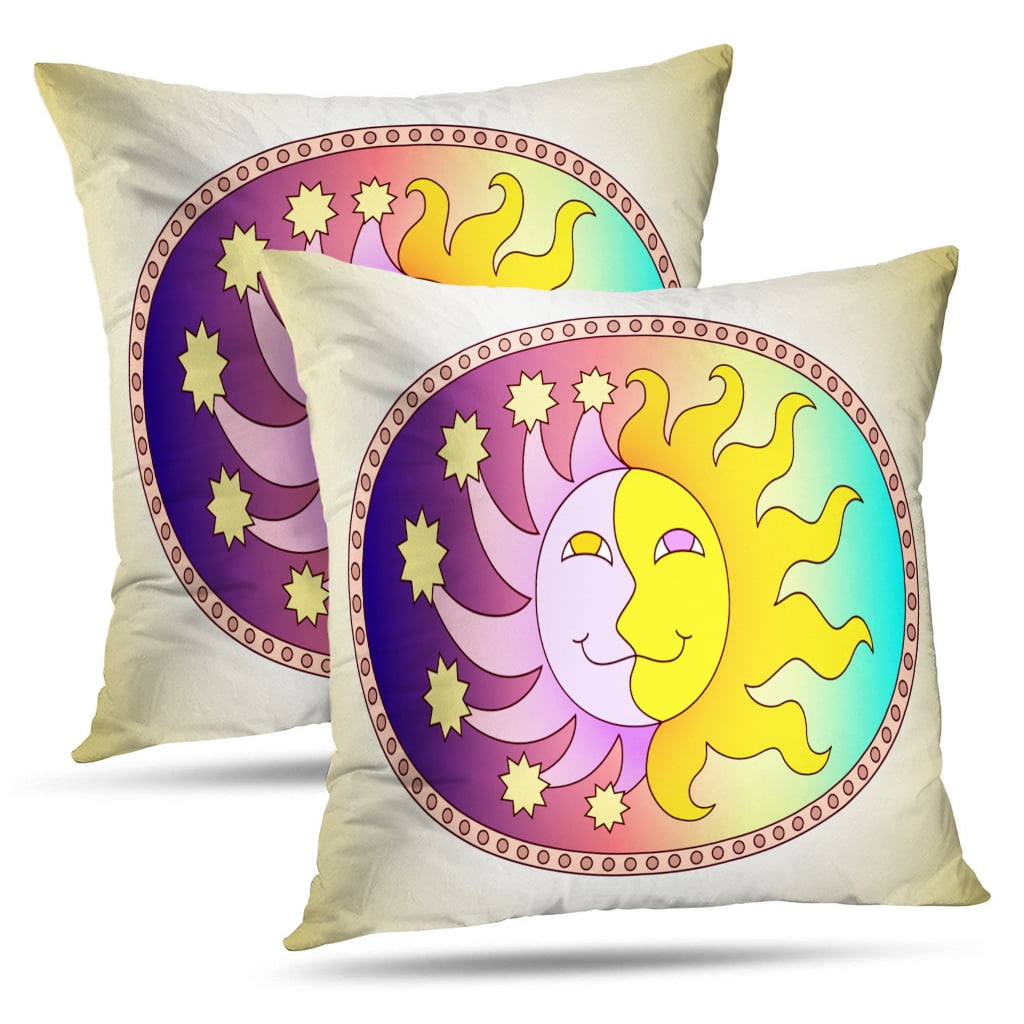 LALILO Throw Pillow Covers Sun And Moon Single Sky Cartoon Cheerful Day ...