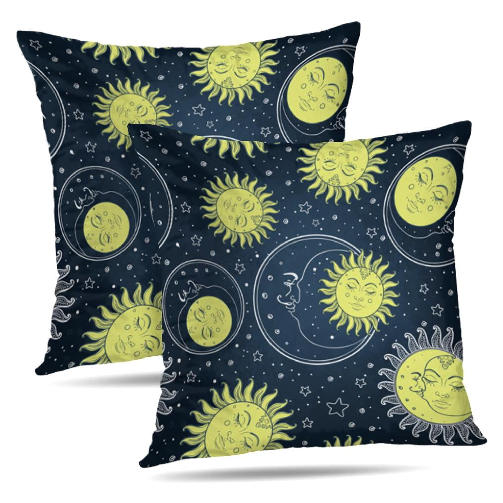 LALILO Throw Pillow Covers Sun And Moon With Stars Vintage Cushion ...