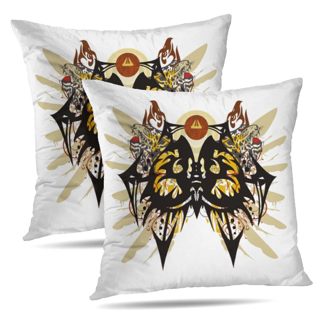 LALILO Throw Pillow Covers Unusual Owl Head Symbol Grunge Eyes Owl ...
