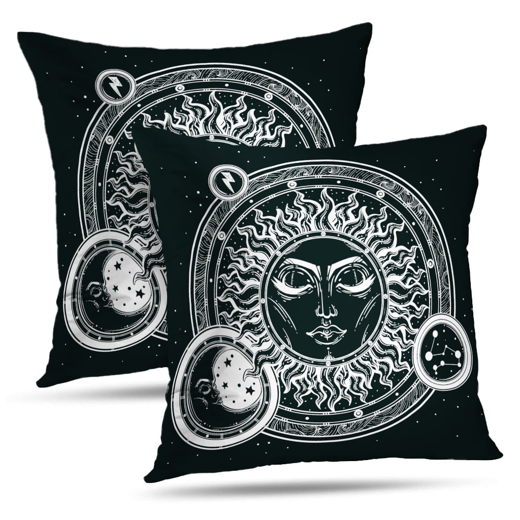 LALILO Throw Pillow Covers Vintage Sun Moon Night Sky Coloring Book ...