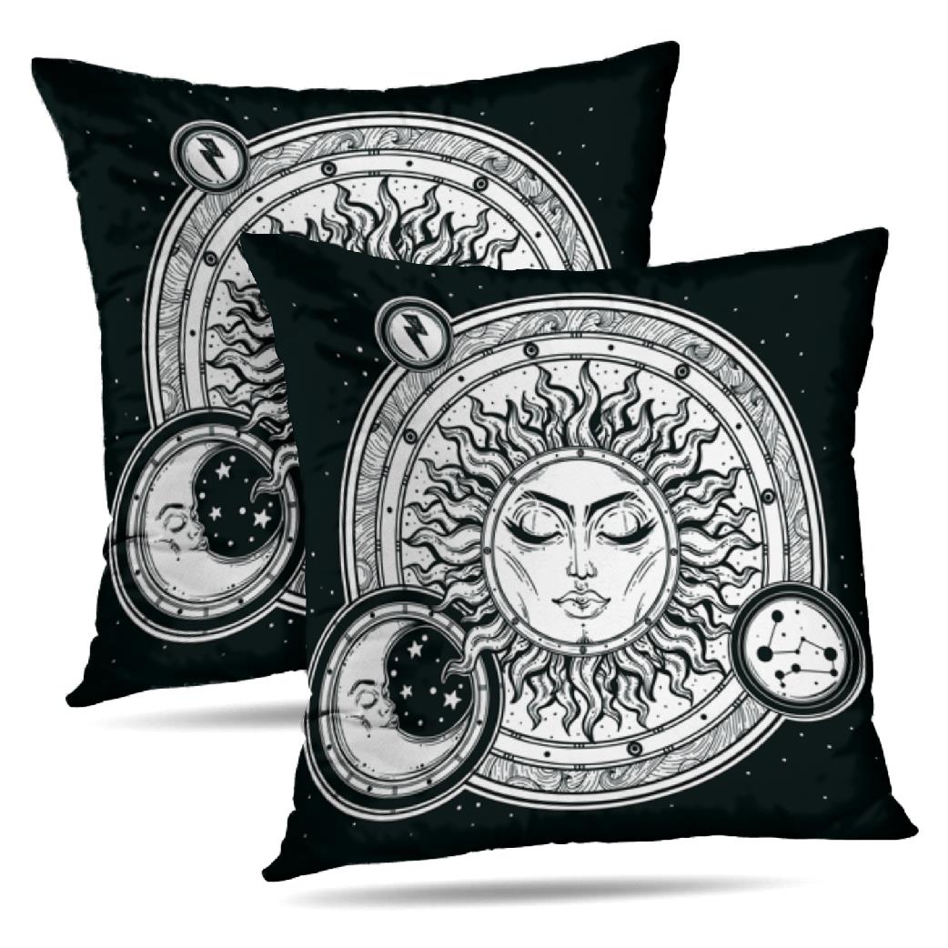 LALILO Throw Pillow Covers Vintage Sun Moon Night Sky Coloring Cushion ...