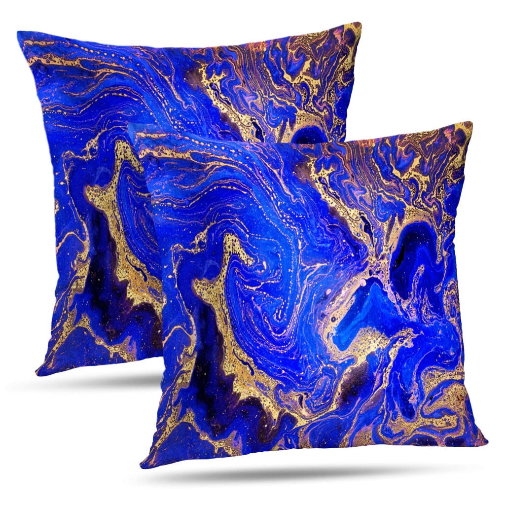 LALILO Throw Pillow Covers Watercolor Splash Blue Marble Creative With ...