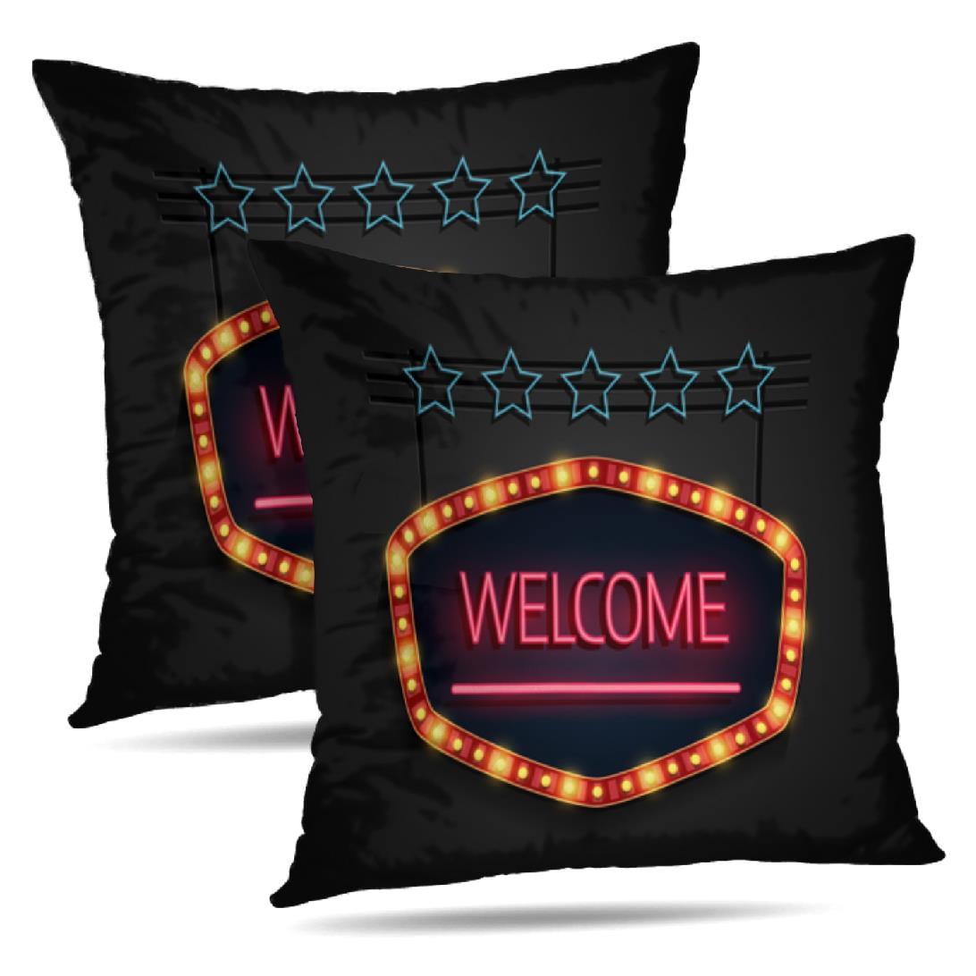 LALILO Throw Pillow Covers Welcome Signboard Retro With Light Cushion ...