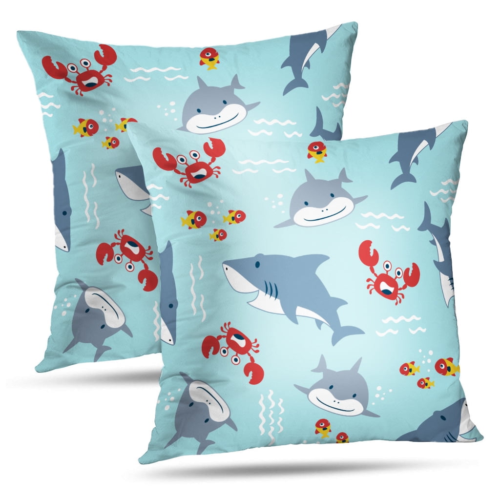 LALILO Throw Pillow Covers With Big Fish And Friends Cartoon Shark Crab ...
