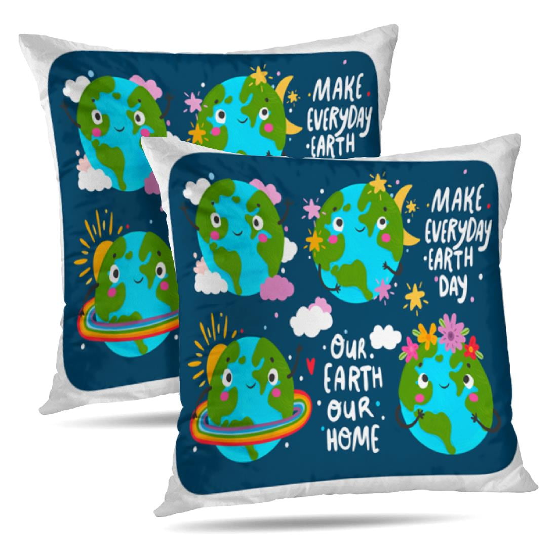 LALILO Throw Pillow Covers World Earth Day Cute Planet Earth Cushion ...