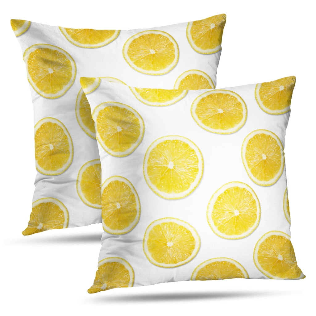 LALILO Throw Pillow Covers Yellow Lemon Slices White Lemon Slice Art ...
