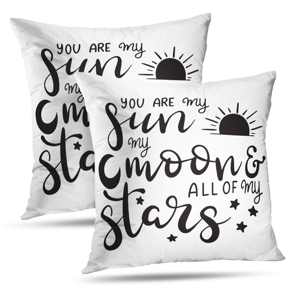 LALILO Throw Pillow Covers You Sunshine Moon Art Banner Black Brush ...