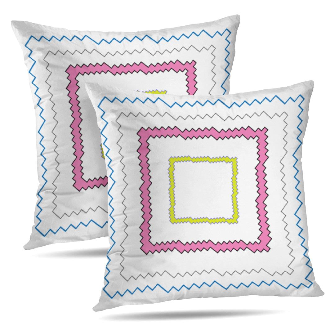 LALILO Throw Pillow Covers Zigzag Borders And Frames Blue Black Cushion ...