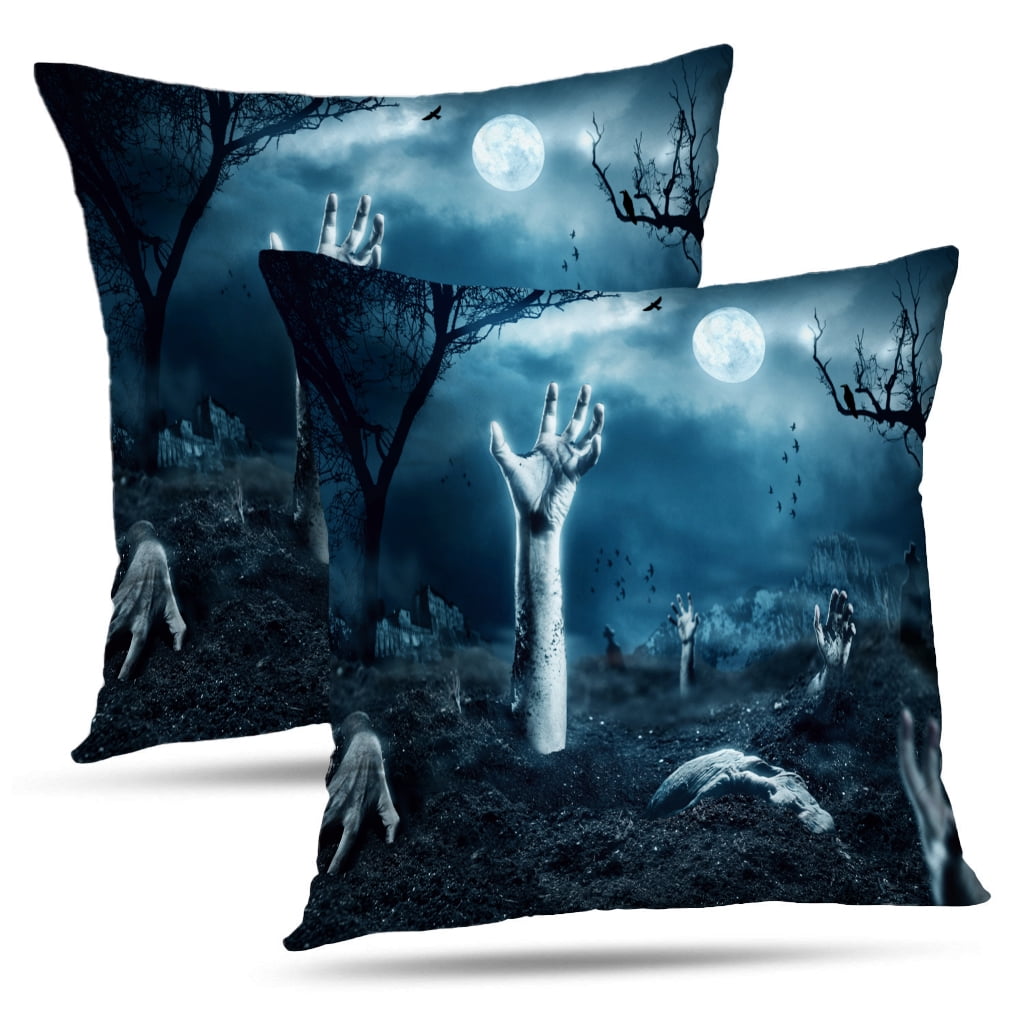 LALILO Throw Pillow Covers Zombie Halloween Cemetery Ghost Horror ...