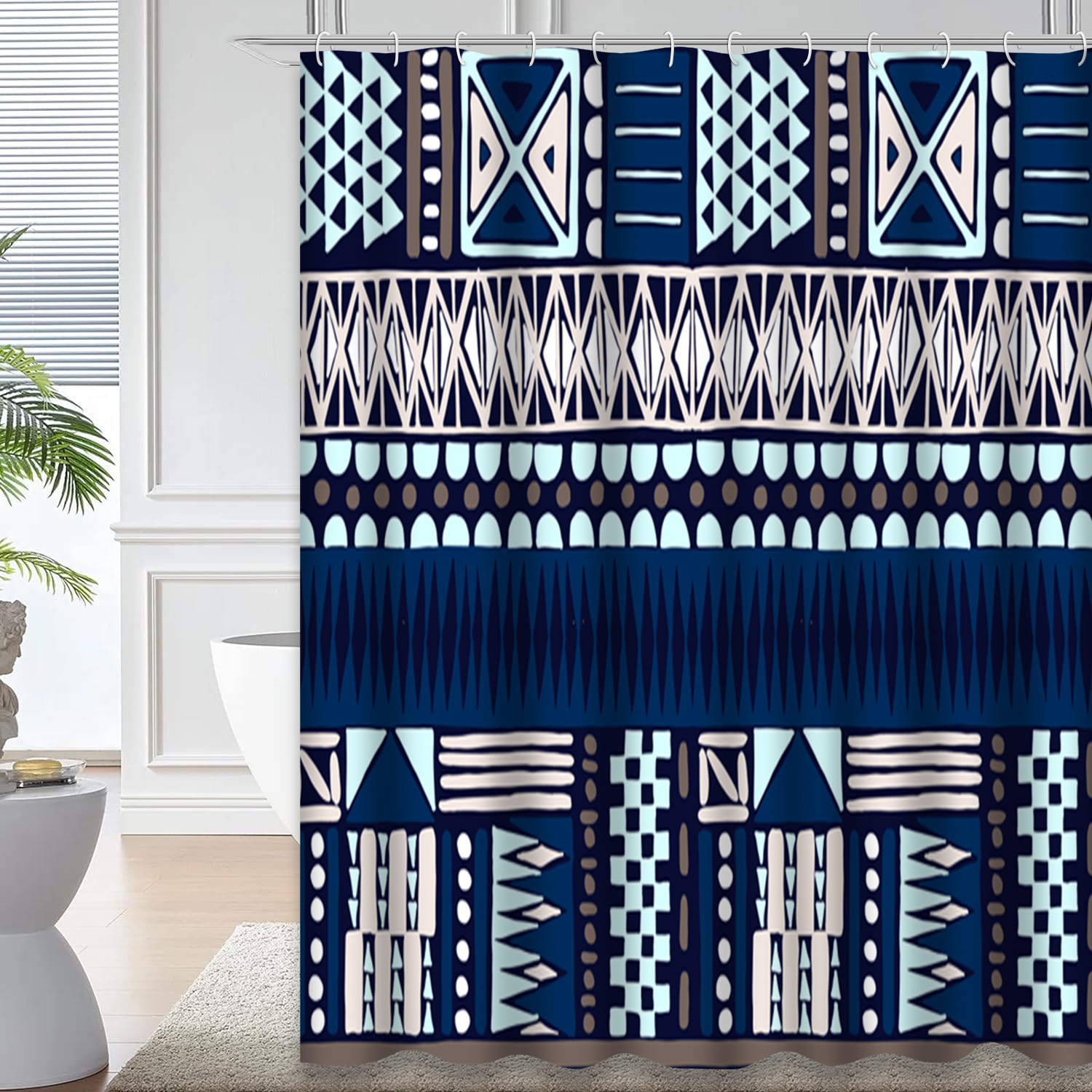 LALILO Tribal Ornament Shower Curtain, 72x72 in, 12 Hooks, African ...